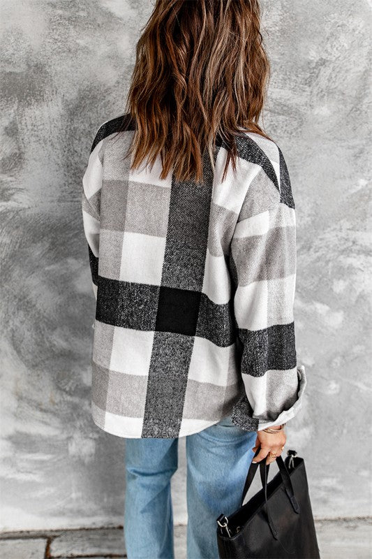 Jenna Neutral Plaid Shacket - Grey – HUDSON HOUSE BOUTIQUE