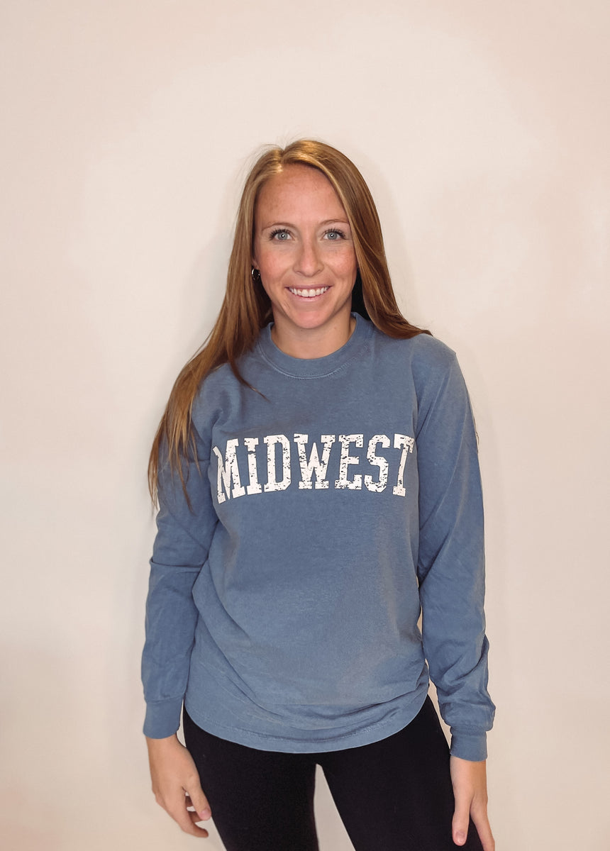 Midwest Comfort Colors Long Sleeve - Blue Jean – HUDSON HOUSE BOUTIQUE
